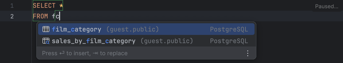Code completion | DataGrip Documentation