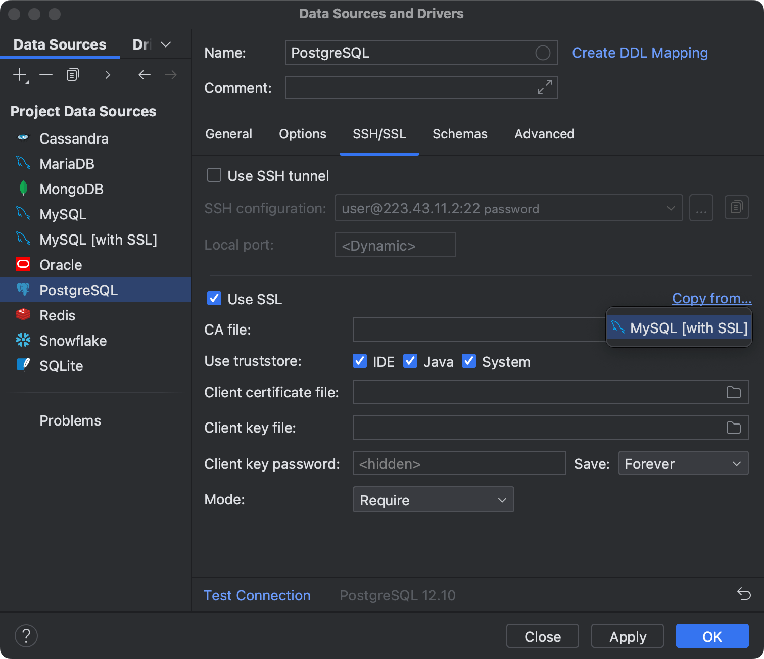 配置 SSH 和 SSL | DataGrip 文档