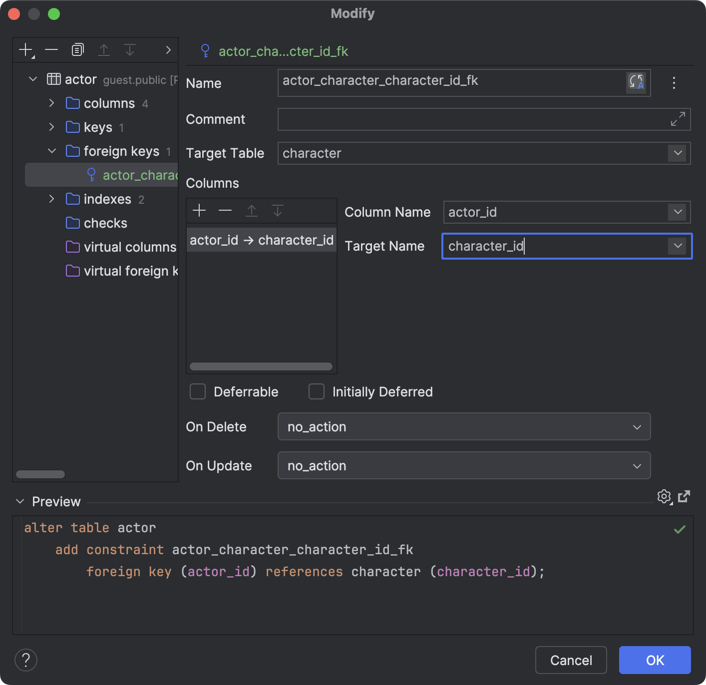 Create Table and Modify Table Dialogs | PyCharm Documentation