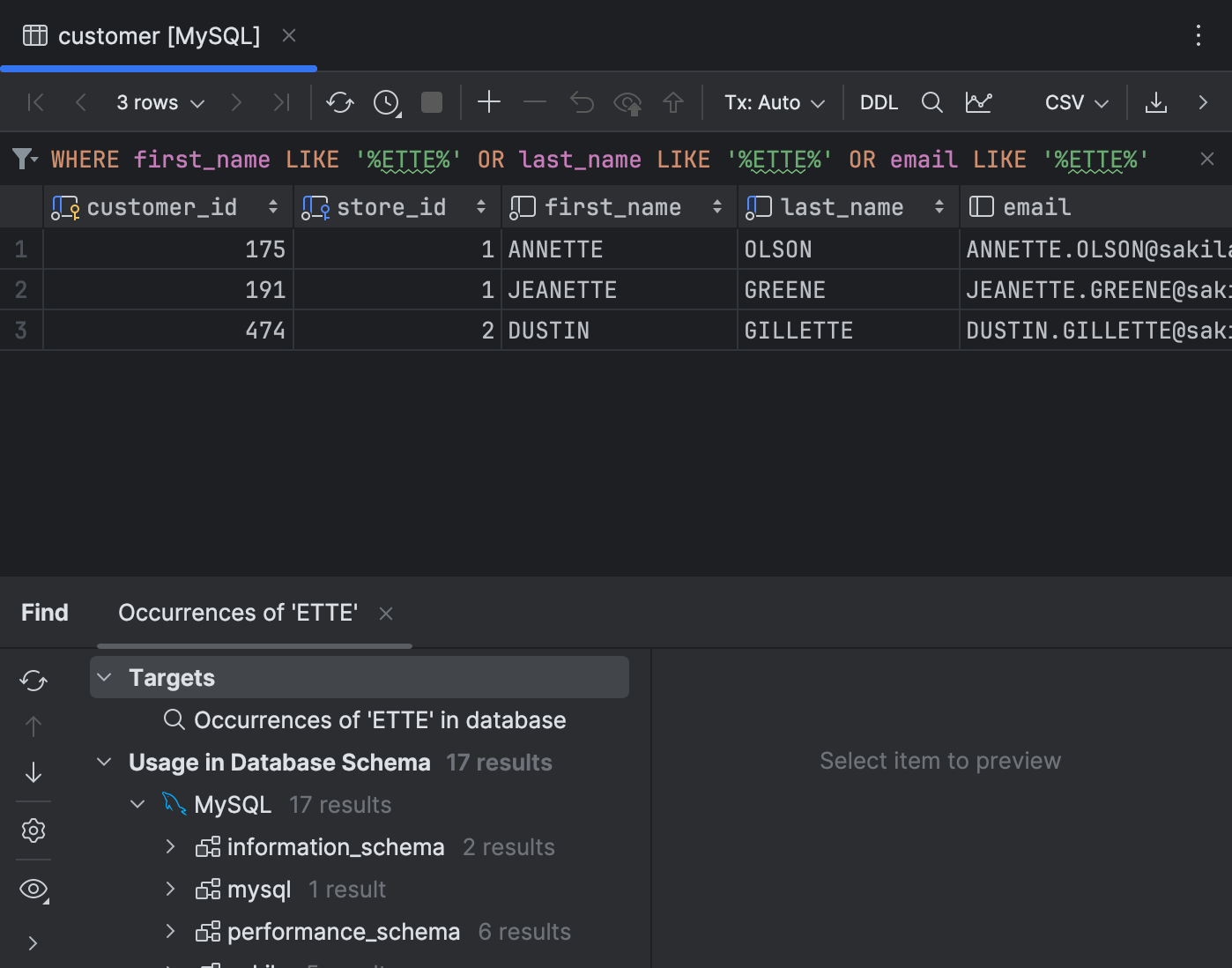 数据库中的全文搜索 | PyCharm 文档