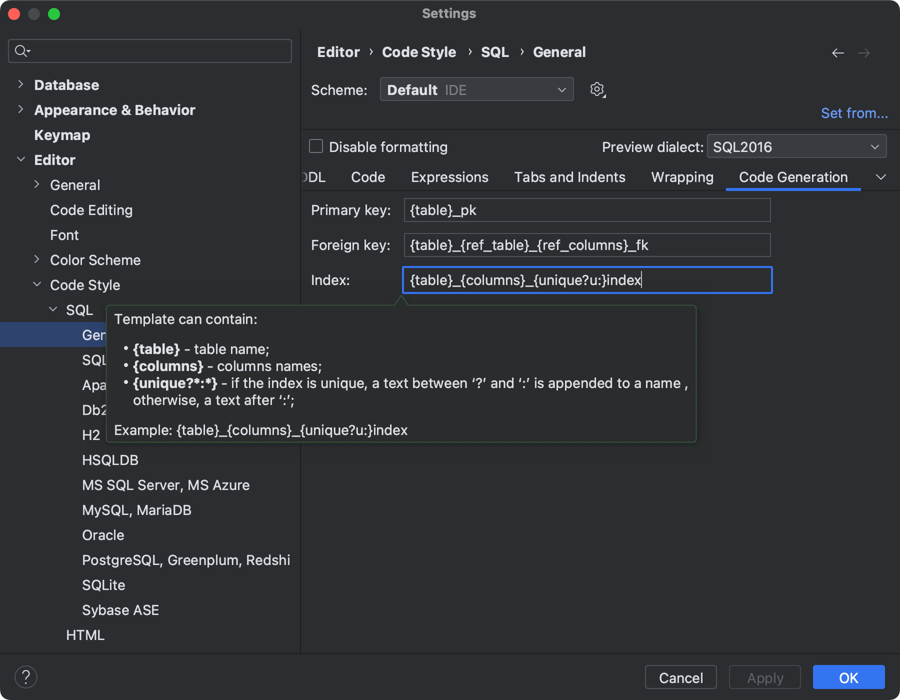 Indexes | DataGrip Documentation