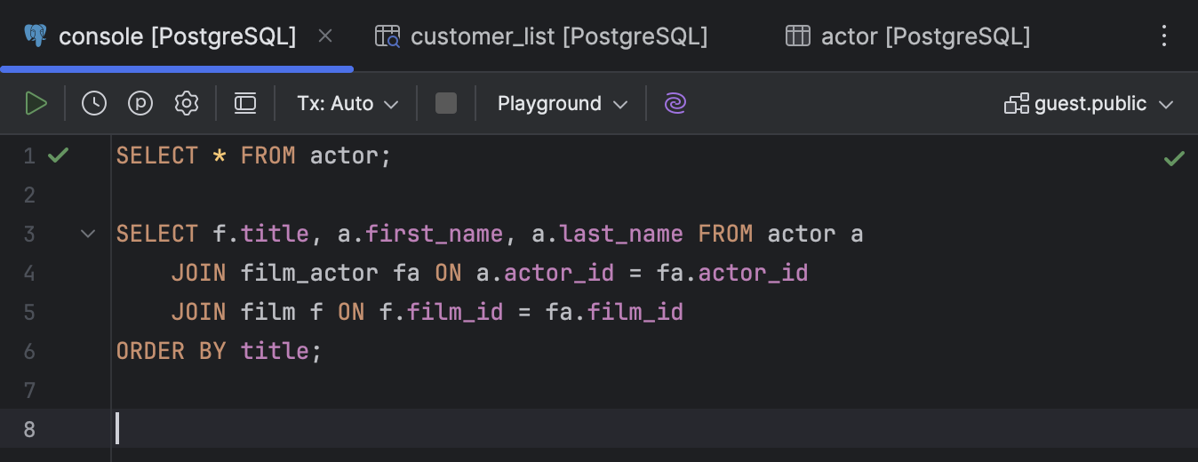 Query consoles | IntelliJ IDEA Documentation
