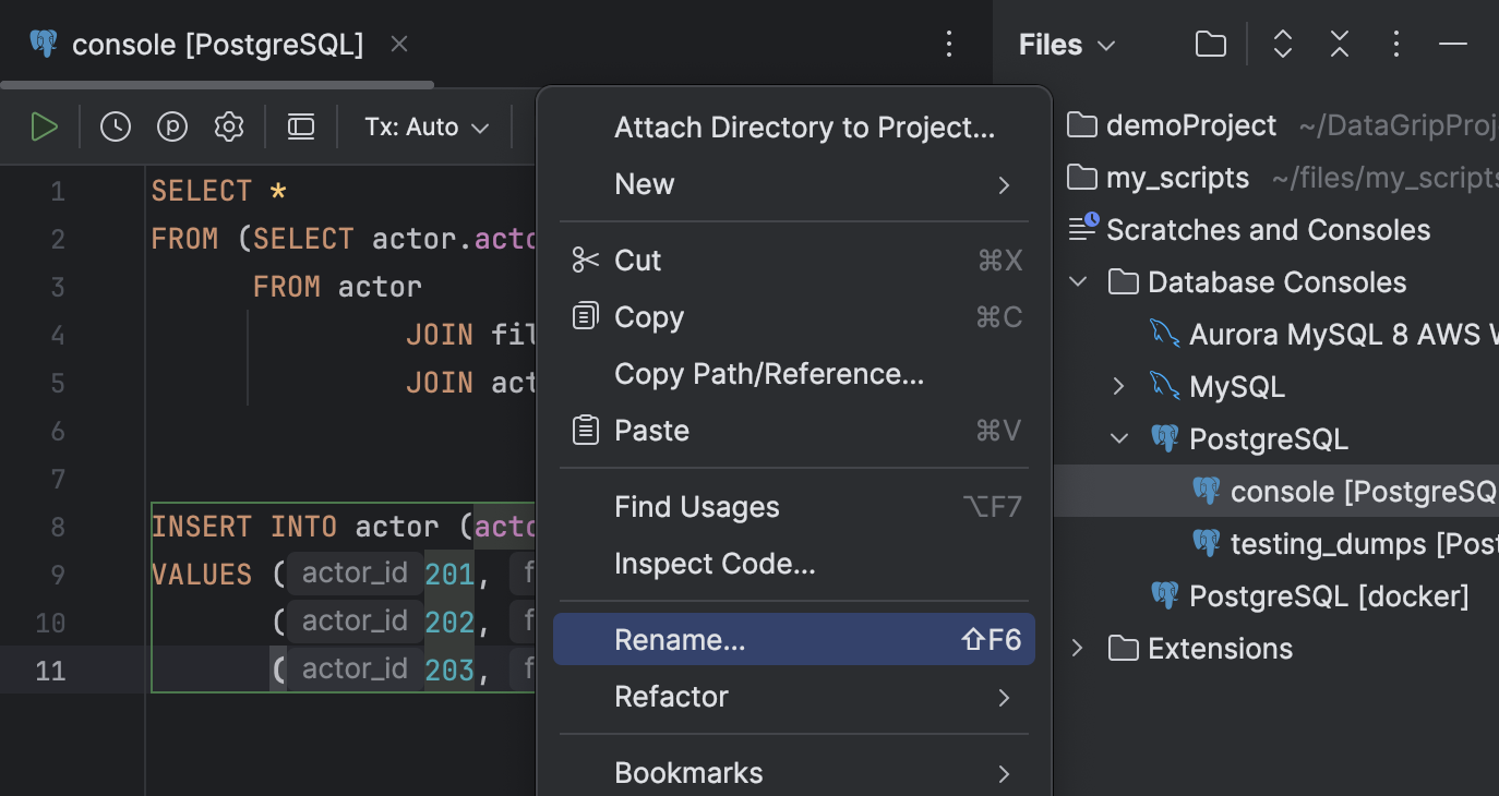 Query consoles | DataGrip Documentation