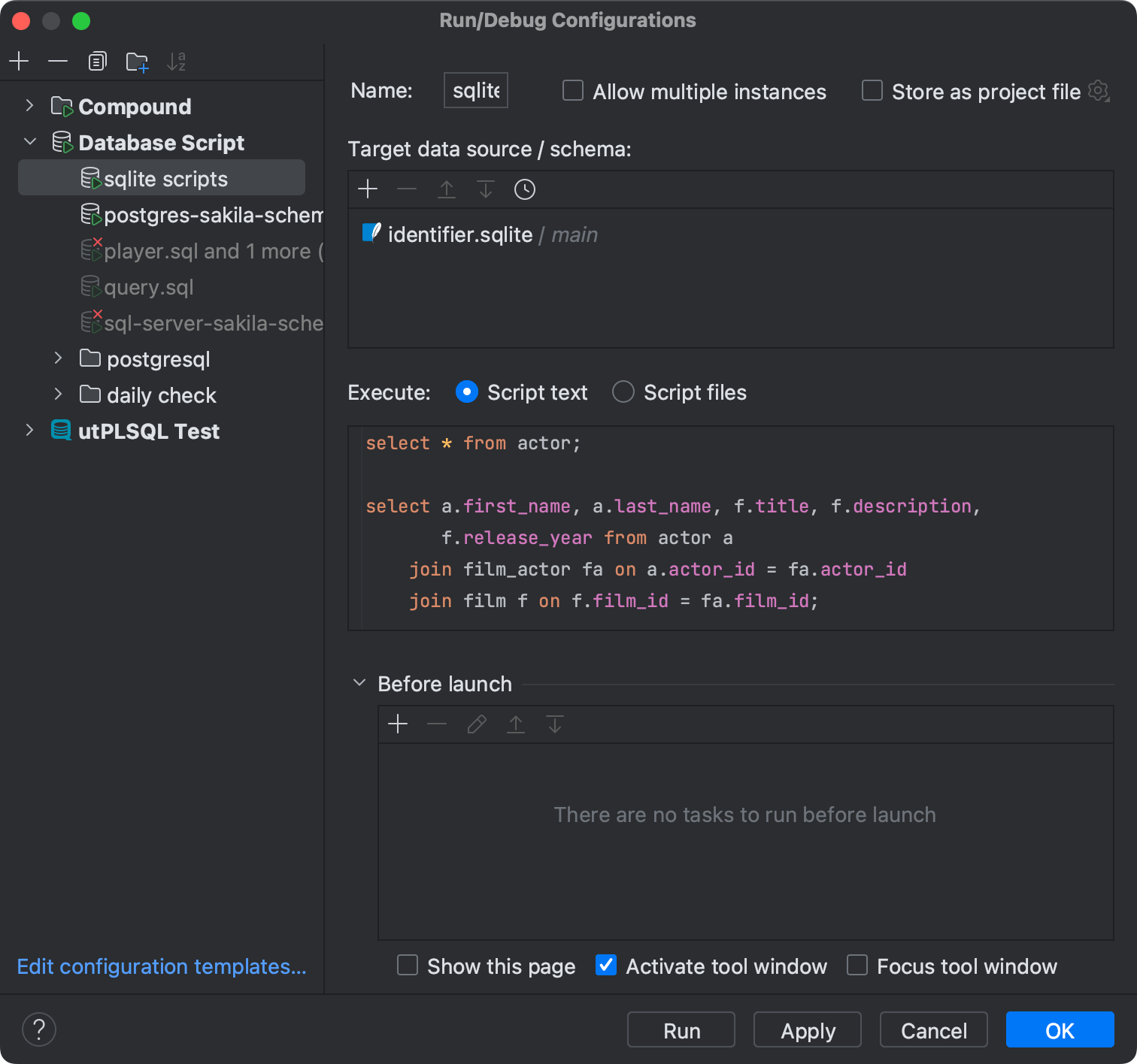 Database script | DataGrip Documentation