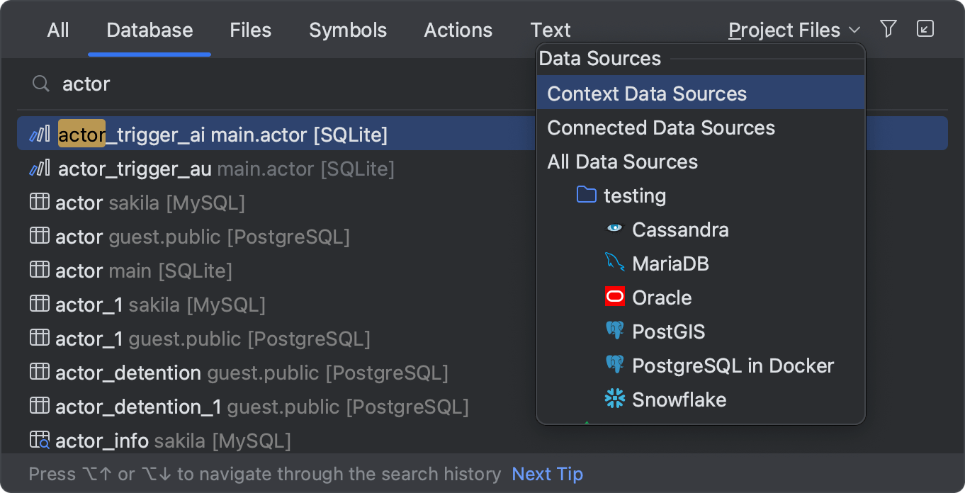 Search in DataGrip | DataGrip Documentation