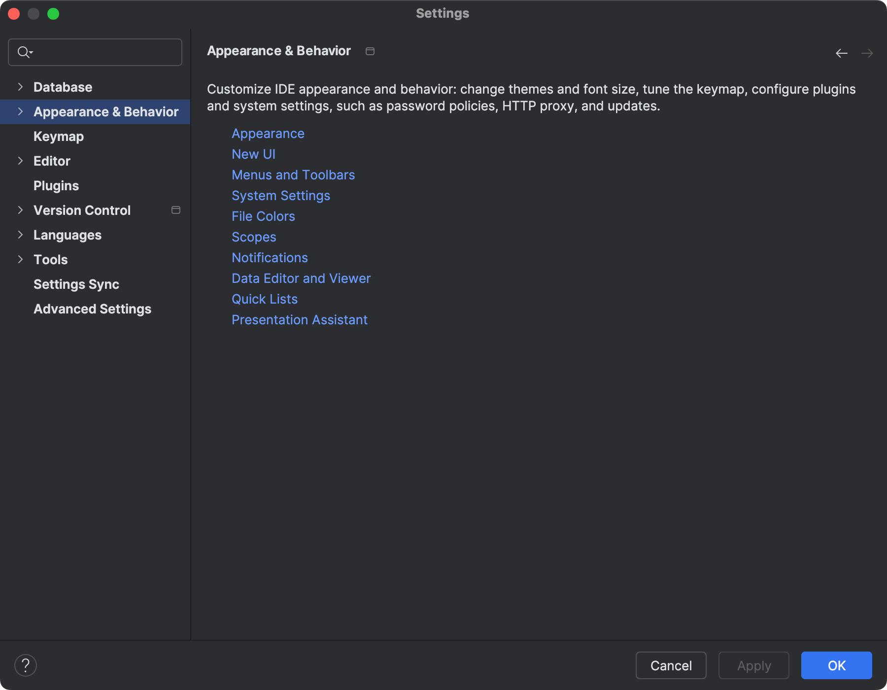 Appearance & Behavior | DataGrip Documentation
