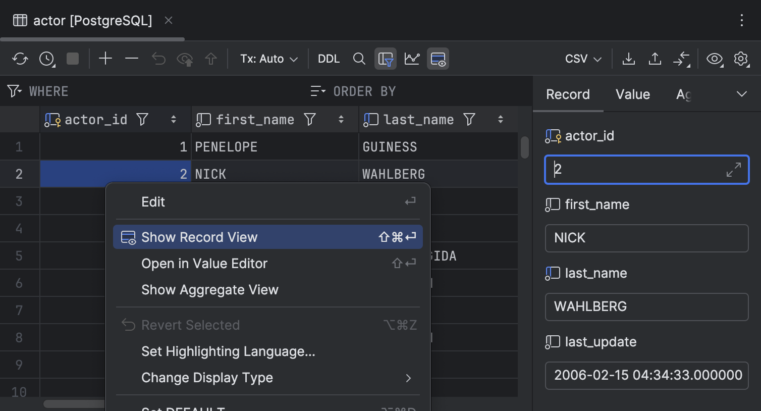 Explore data in data editor | DataGrip Documentation