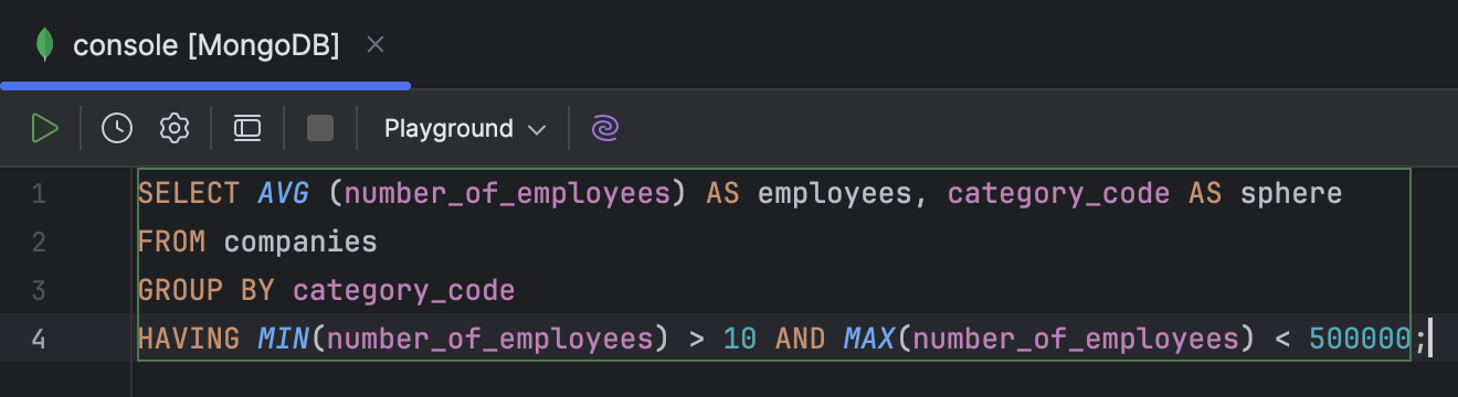 SQL for MongoDB | DataGrip Documentation