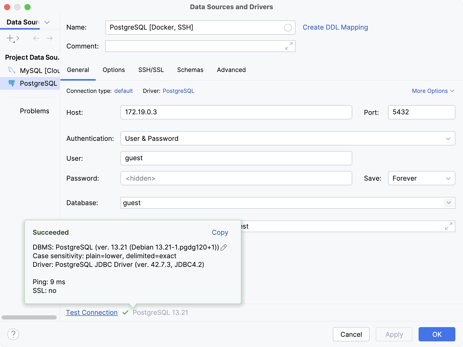 Connect to a database with SSH | DataGrip Documentation