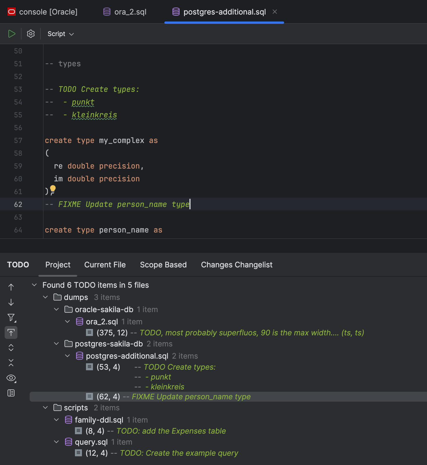 TODO comments | DataGrip Documentation