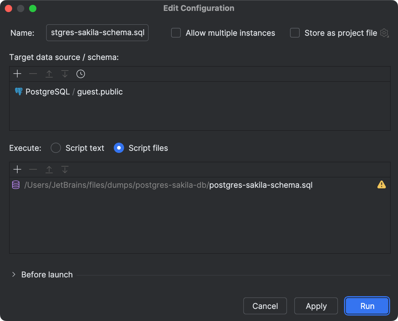 Run the PostgreSQL Sakila database in a Docker container | DataGrip Documentation