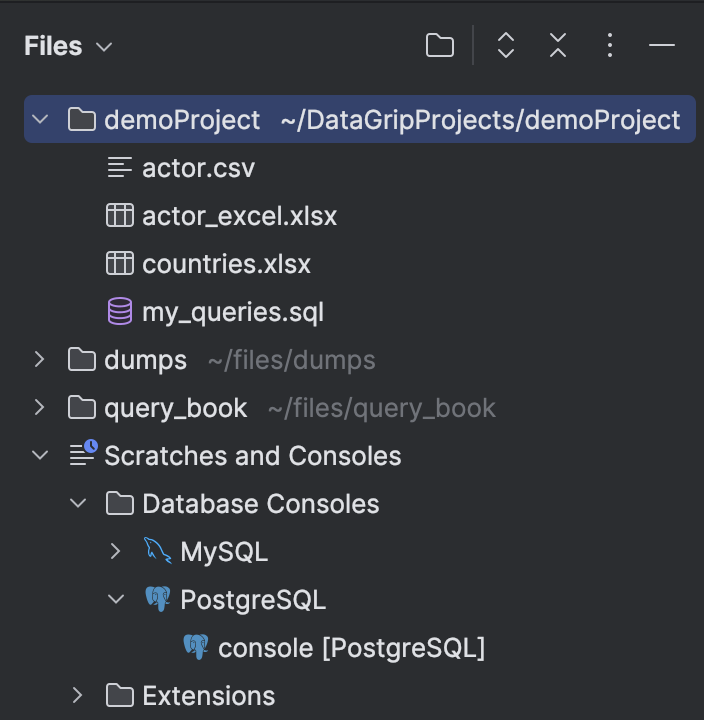 Files tool window | DataGrip Documentation