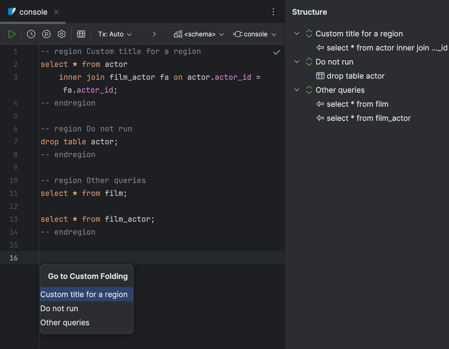 Work with SQL code | DataGrip Documentation