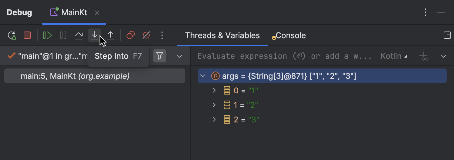 Tutorial Debug Your First Kotlin Application Intellij Idea Documentation