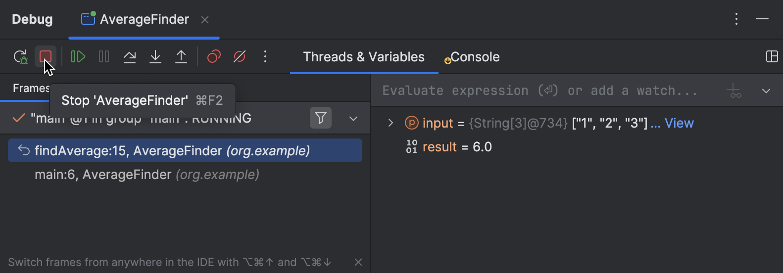 Tutorial Debug Your First Java Application Intellij Idea Documentation 0465