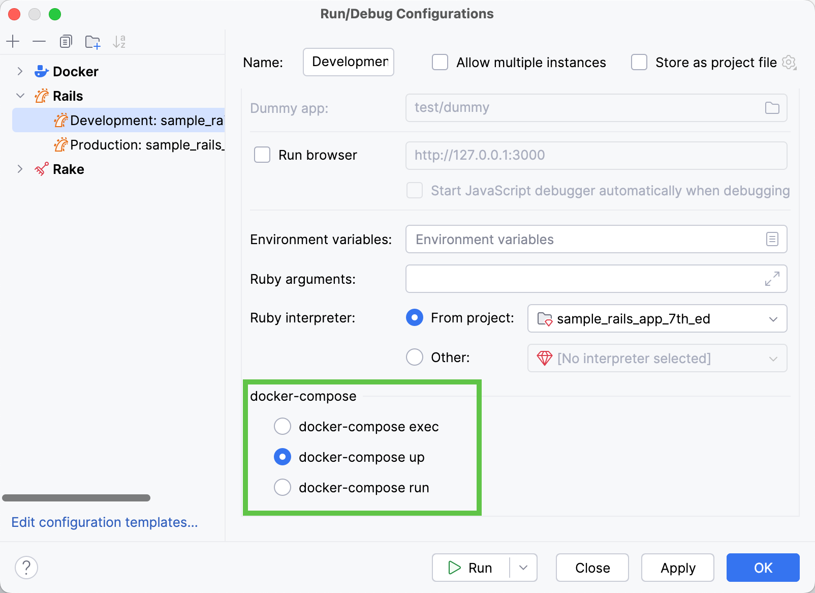 Tutorial: Docker Compose as a remote interpreter | RubyMine Documentation