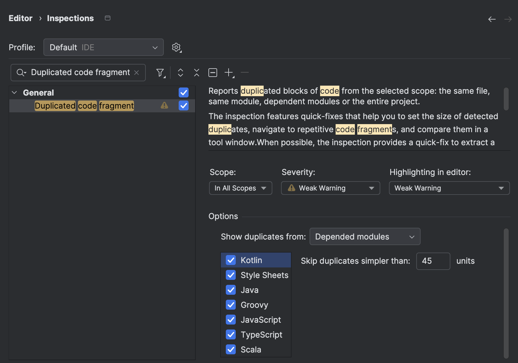 Analyze duplicates | IntelliJ IDEA Documentation