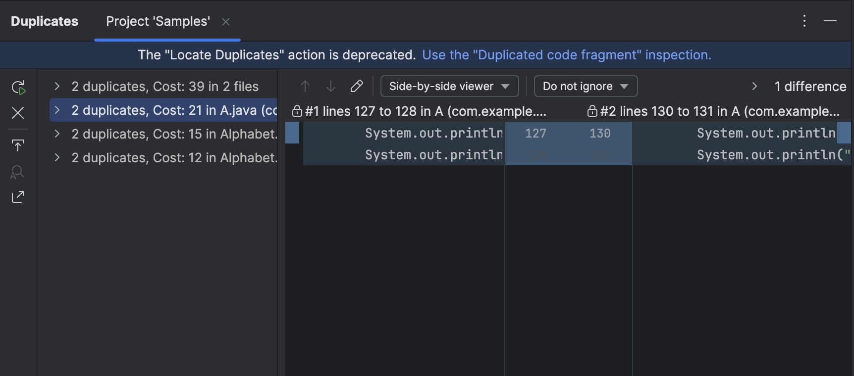 Analyze duplicates | IntelliJ IDEA Documentation