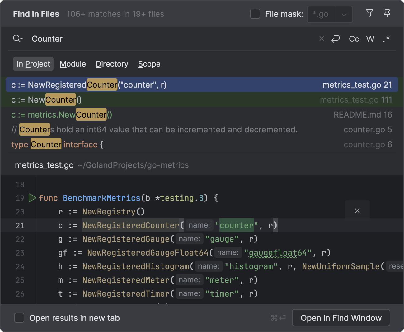 Search and replace a target within a project | GoLand Documentation