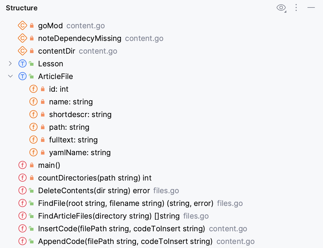 File structure | GoLand Documentation