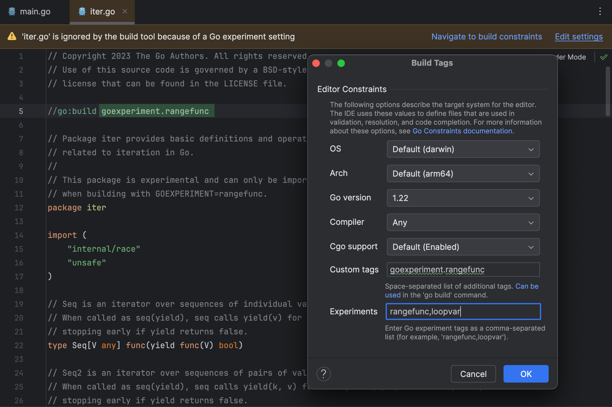 Build constraints and vendoring | GoLand Documentation