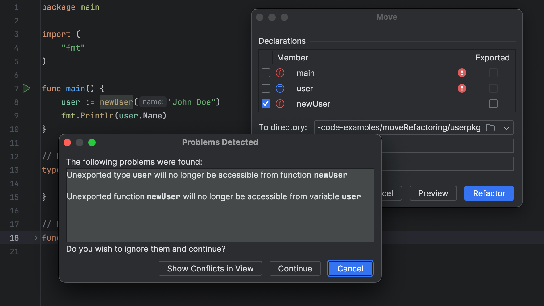 Copy and move refactorings | GoLand Documentation