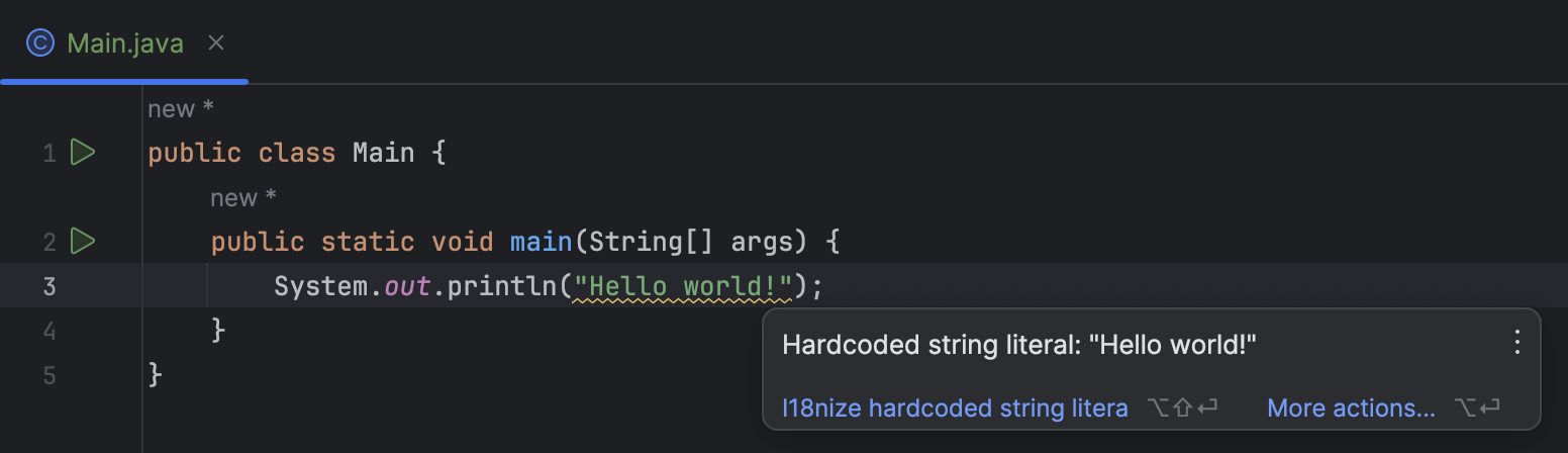 Hard-coded string literals | IntelliJ IDEA Documentation