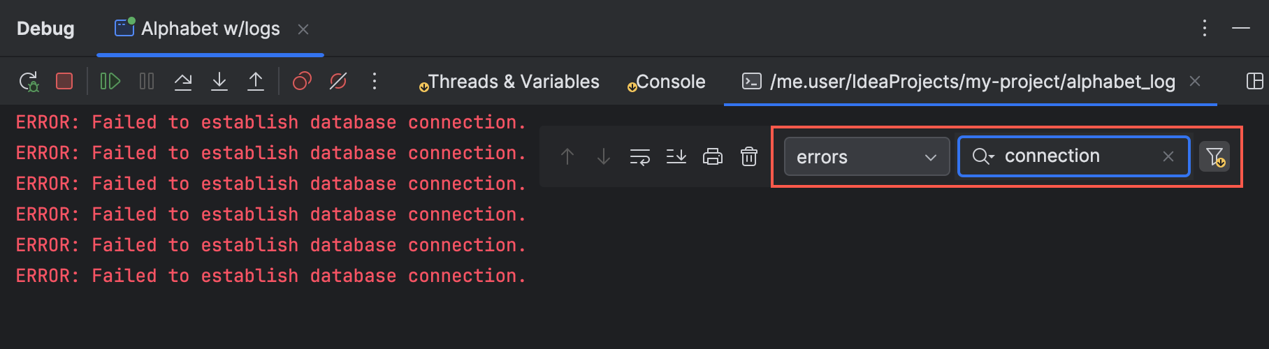 Logs tab | IntelliJ IDEA Documentation