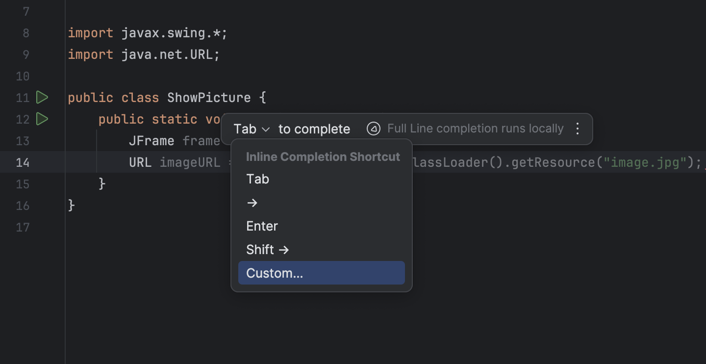 Full Line code completion | IntelliJ IDEA Documentation
