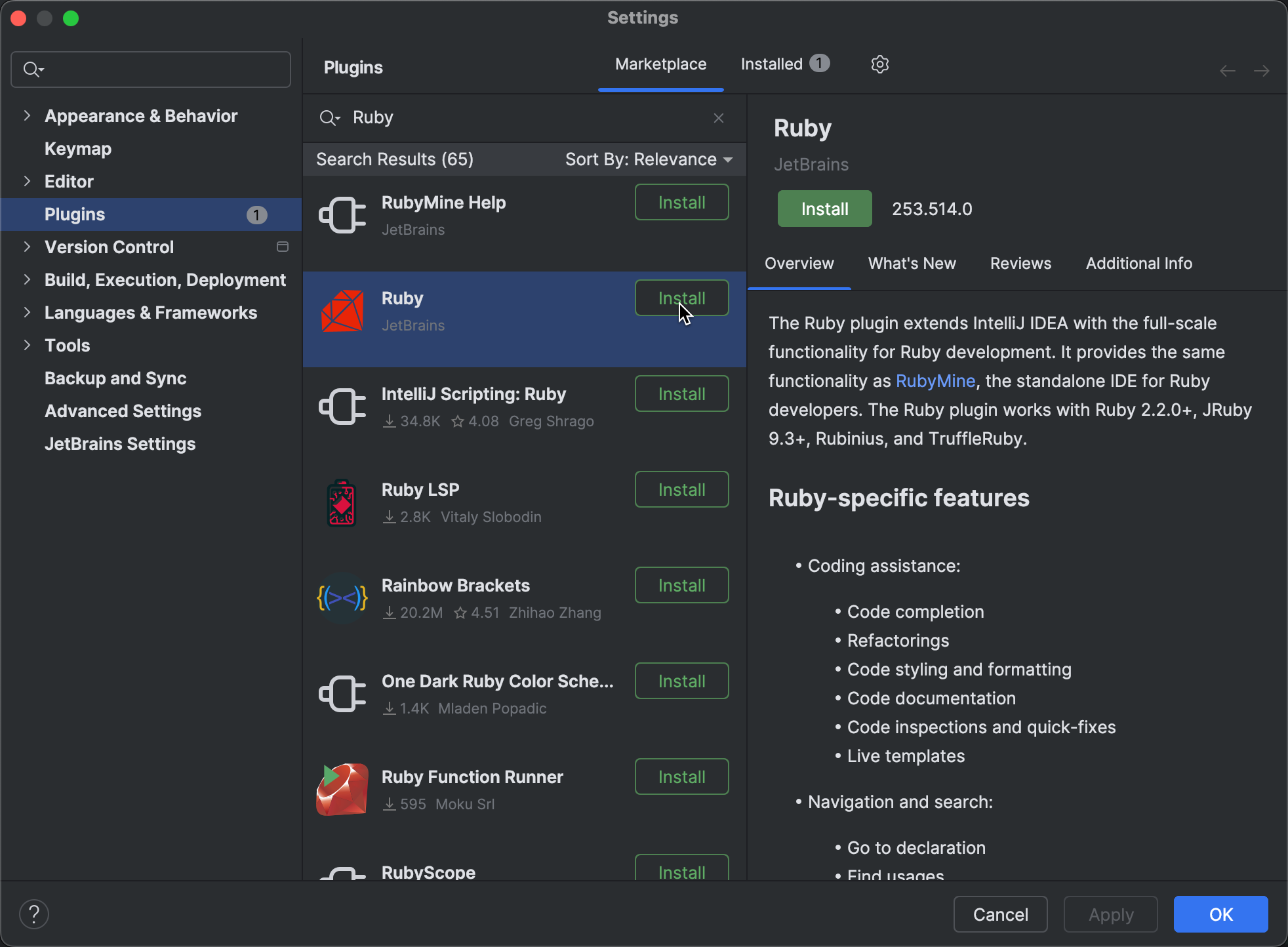 Ruby | IntelliJ IDEA Documentation