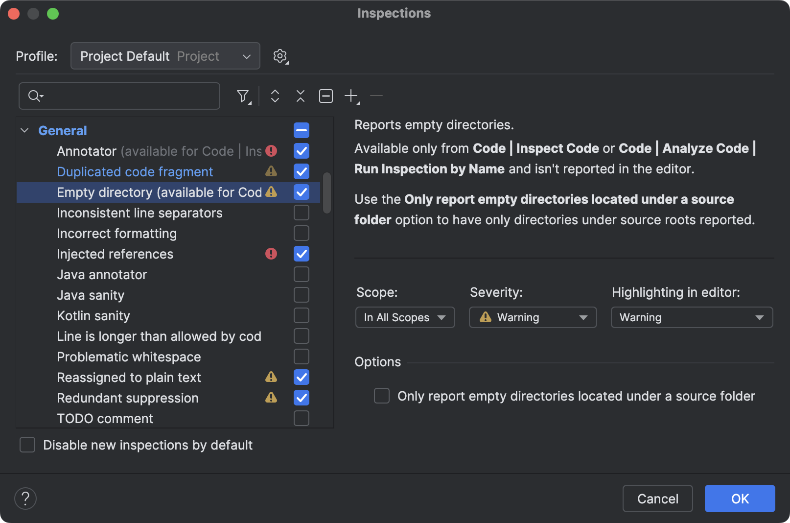 Inspections | IntelliJ IDEA Documentation