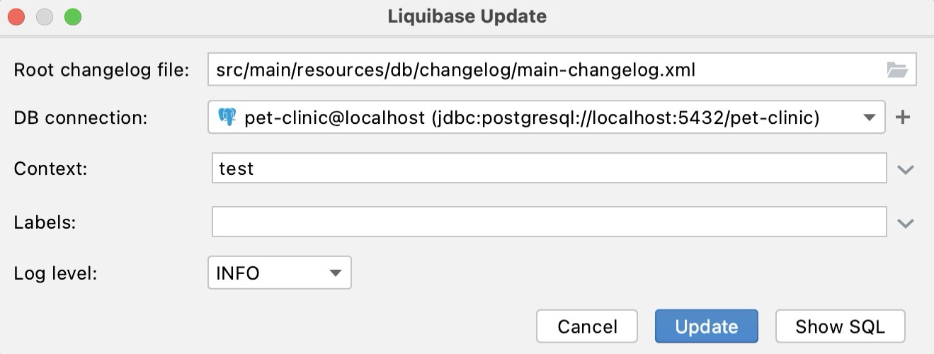 Liquibase | IntelliJ IDEA 文档