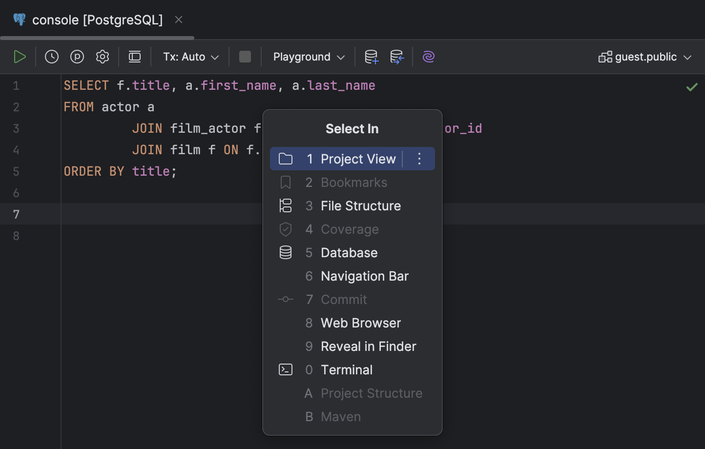 Query consoles | IntelliJ IDEA Documentation
