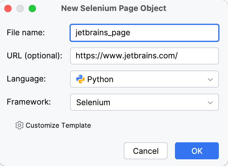 Selenium Page Objects | PyCharm Documentation