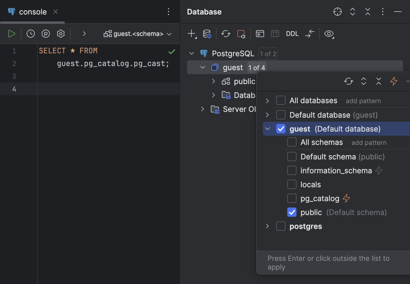Pre-introspected objects from system catalogs | IntelliJ IDEA Documentation