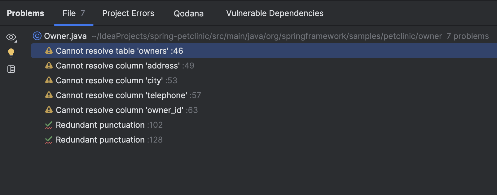 Problems 工具窗口 | IntelliJ IDEA 文档