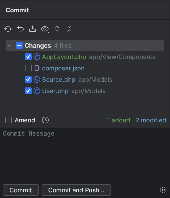 Commit and push changes to Git repository | PhpStorm Documentation