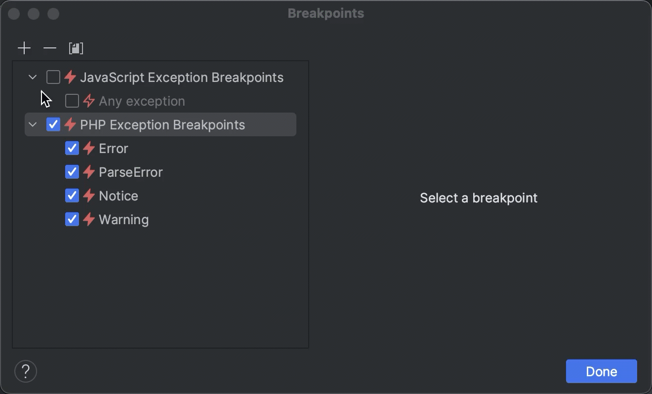 Debug with PHP exception breakpoints | PhpStorm Documentation