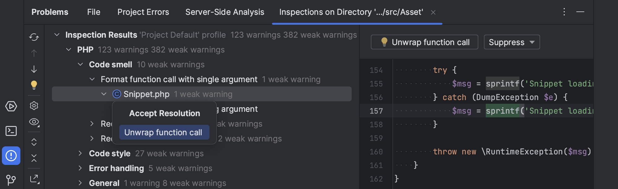 Get results and fix problems | PhpStorm Documentation