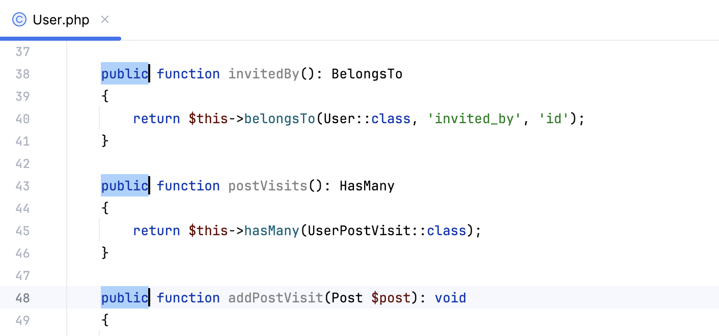 複数のカーソルと選択範囲 | PhpStorm ドキュメント