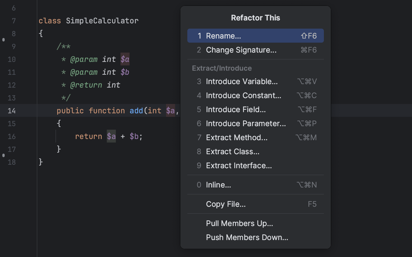 Code refactoring | PhpStorm Documentation