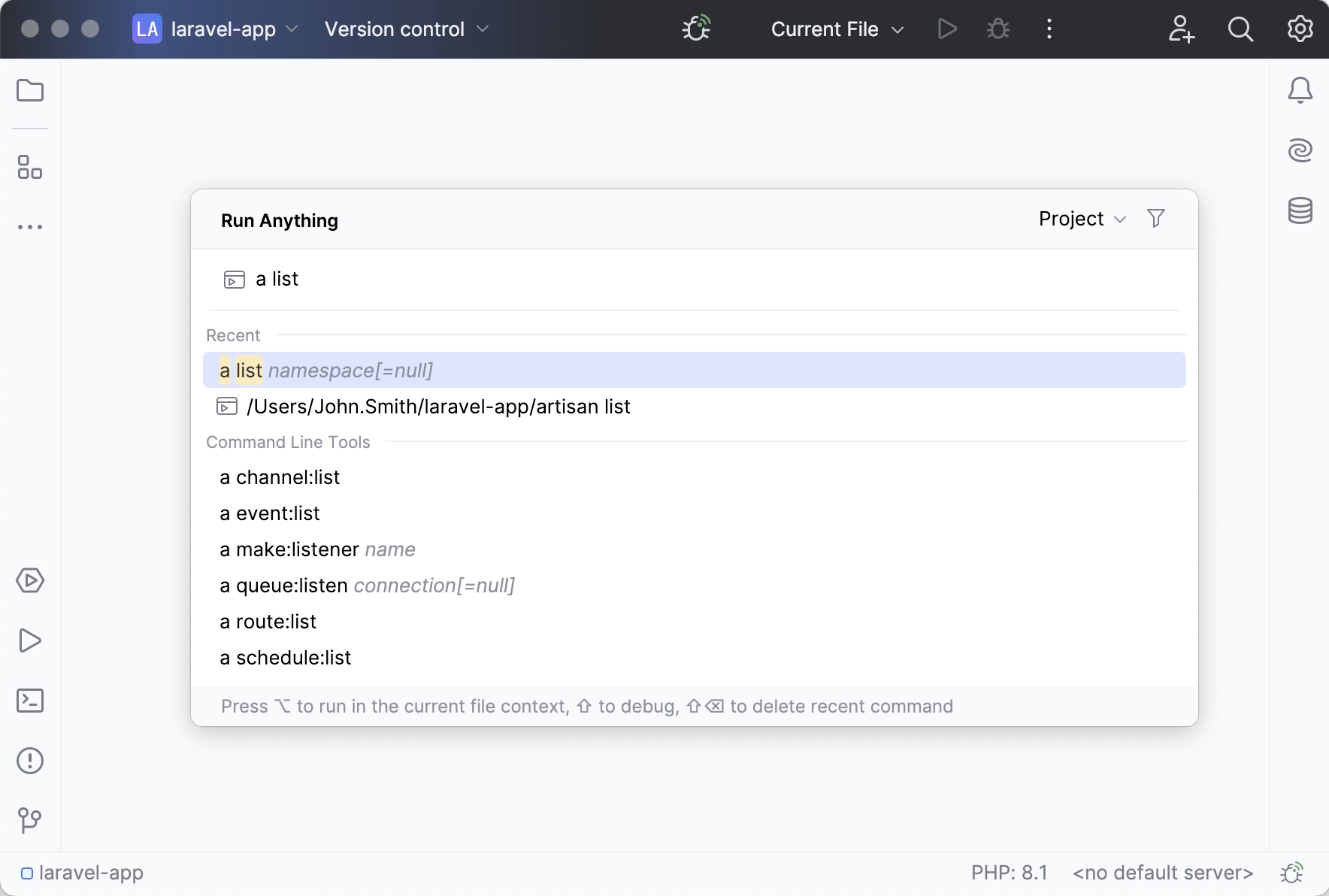Use The Artisan Command Line Tool From Phpstorm Phpstorm Documentation 