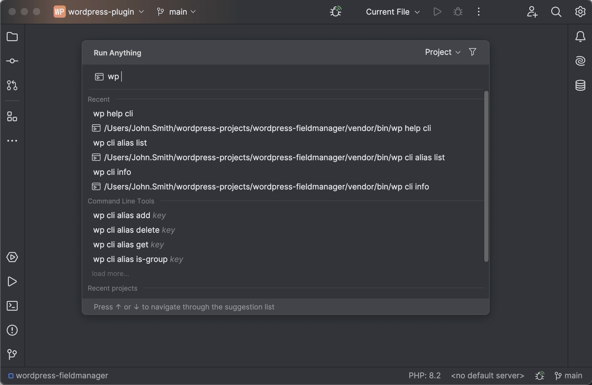 Use the WP-CLI command line tool from PhpStorm | PhpStorm Documentation