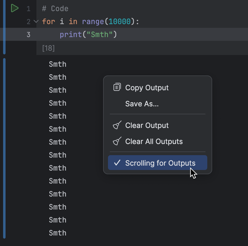 Work with outputs | PyCharm Documentation