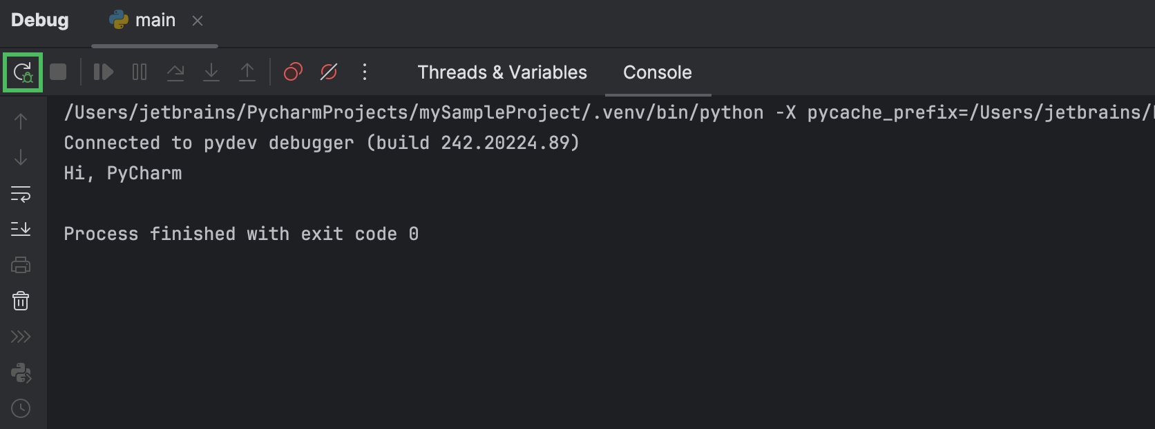 Start the debugger session | PyCharm Documentation