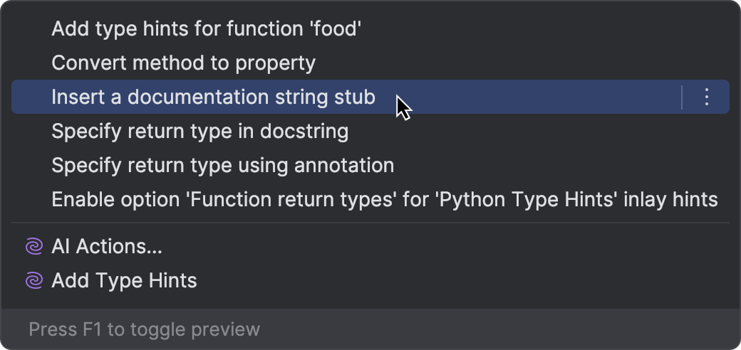 Create documentation comments | PyCharm Documentation