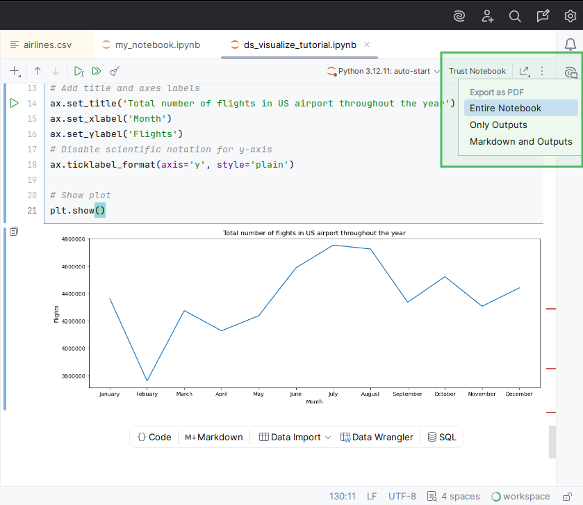 Visualize data with matplotlib | DataSpell Documentation