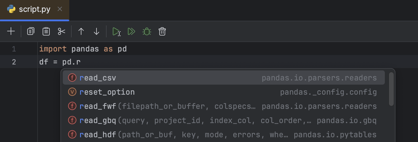 Python code insight | DataSpell Documentation