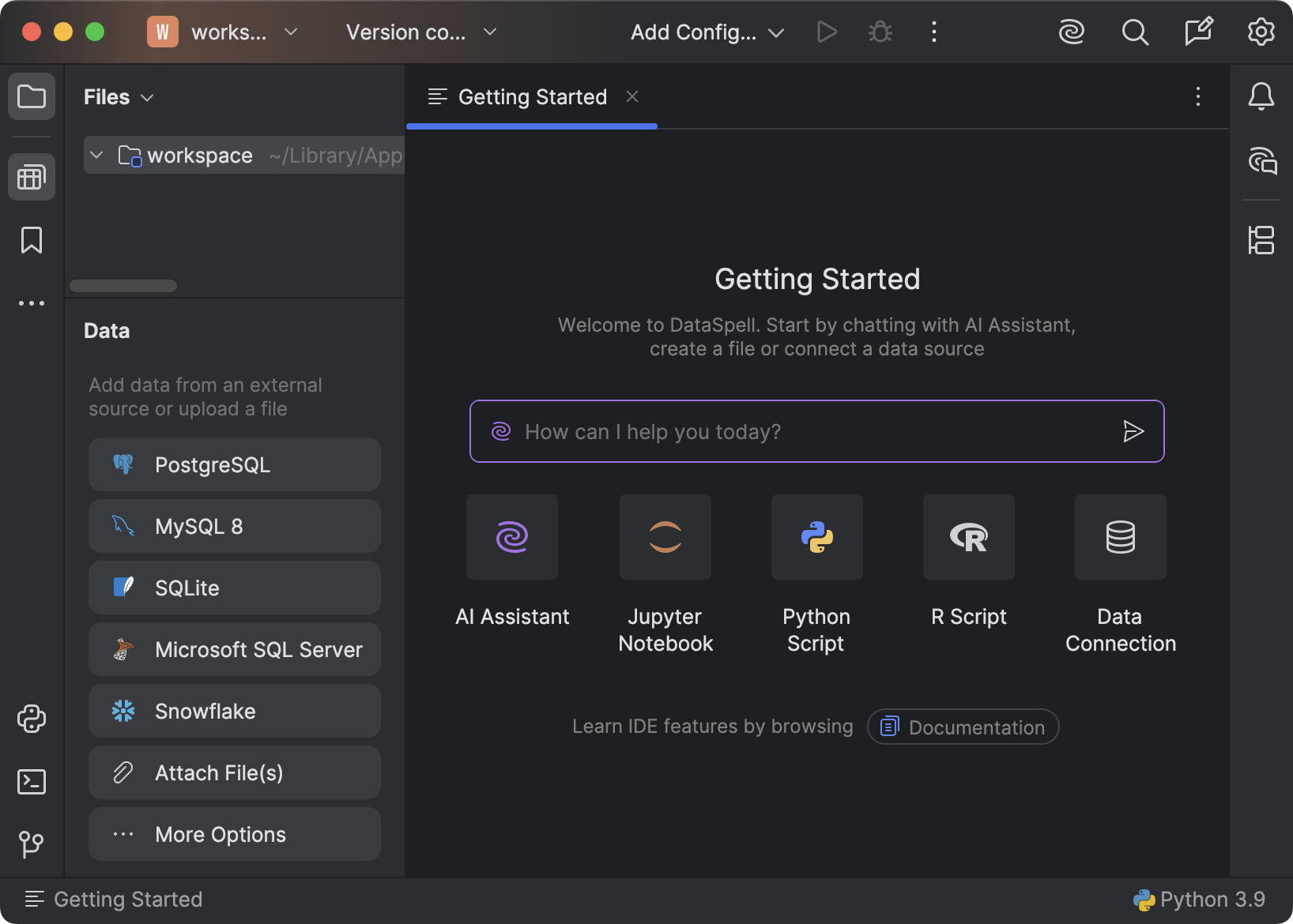 Set up environment and load data | DataSpell Documentation
