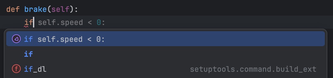 Full Line code completion | PyCharm Documentation
